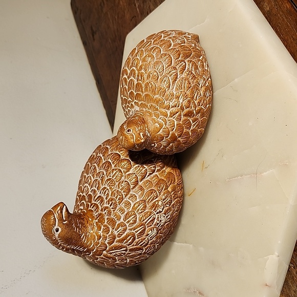 Source Unknown | Art | Vintage Brown Ceramic Partridge Figurines Set Of ...
